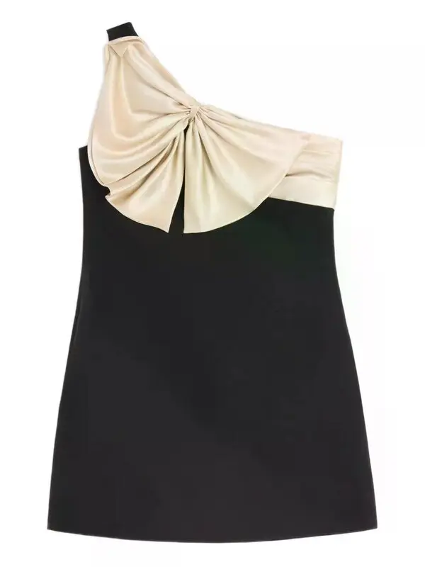 Valentino Garavani One-shoulder Mini Dress With Bow - Black