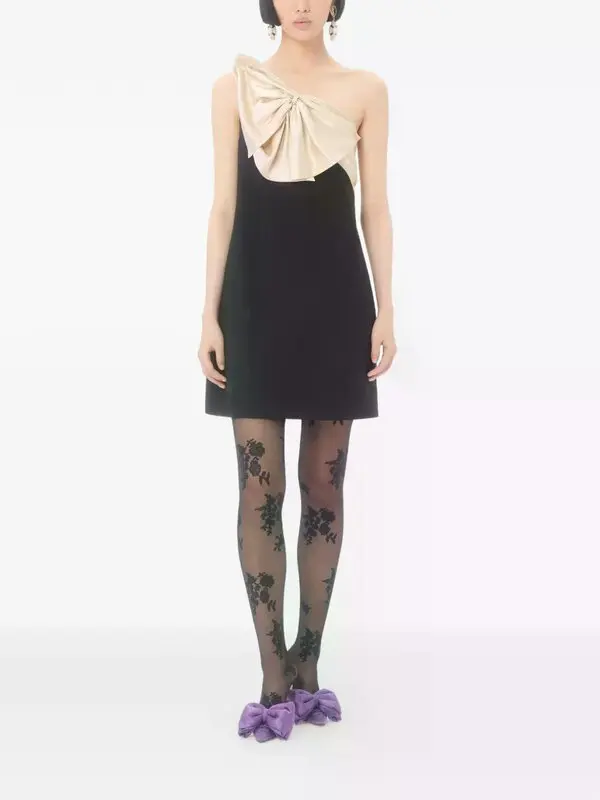 Valentino Garavani One-shoulder Mini Dress With Bow - Black