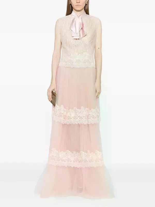SAIID KOBEISY Bow Lace Dress