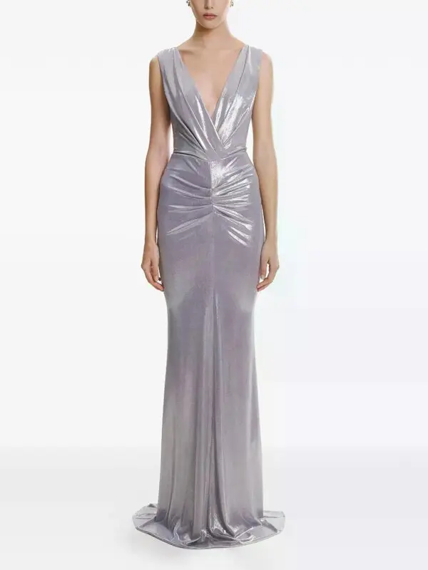 LITA COUTURE Roche V-neck Maxi Dress