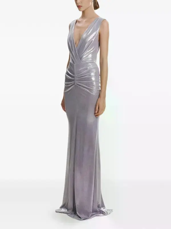 LITA COUTURE Roche V-neck Maxi Dress