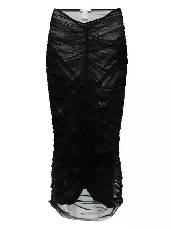 NENSI DOJAKA Ruched Sheer Midi Skirt