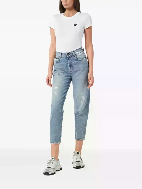 Philipp Plein Hexagon-logo Cropped Jeans