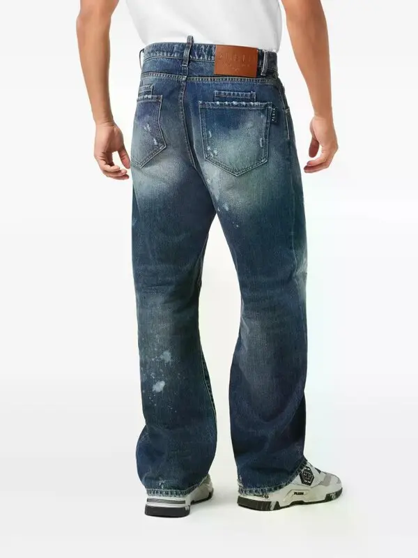 Philipp Plein Distressed Paint-splatter Jeans
