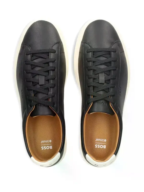 BOSS Leather Trainers With Rubber Sole - Black