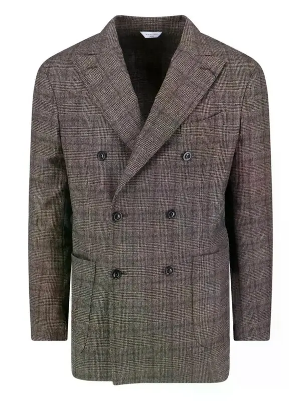 Boglioli Double-breasted Checked Blazer - Brown