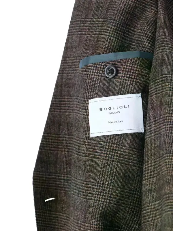 Boglioli Double-breasted Checked Blazer - Brown
