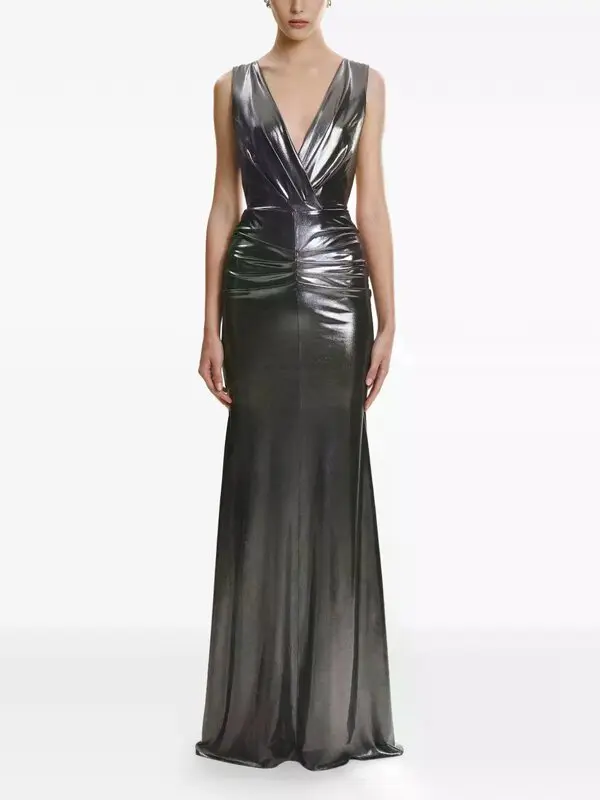 LITA COUTURE Roche V-neck Maxi Dress