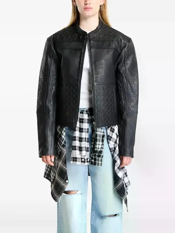 DAILY PAPER Structured Leather Jacket