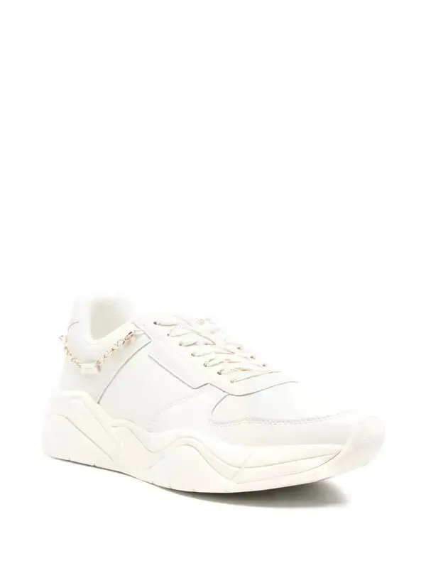 Armani Exchange Leather Sneakers With Logo Charm