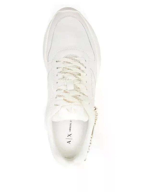 Armani Exchange Leather Sneakers With Logo Charm