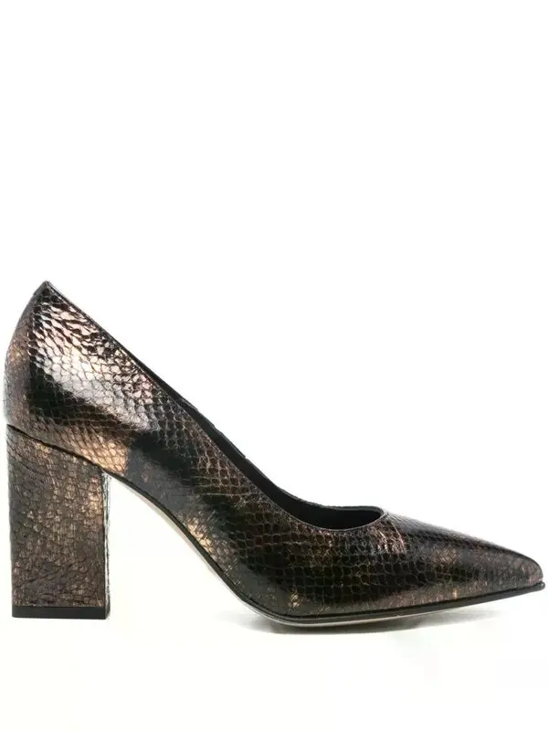 PEDRO MIRALLES Snakeskin Block Heel Pumps