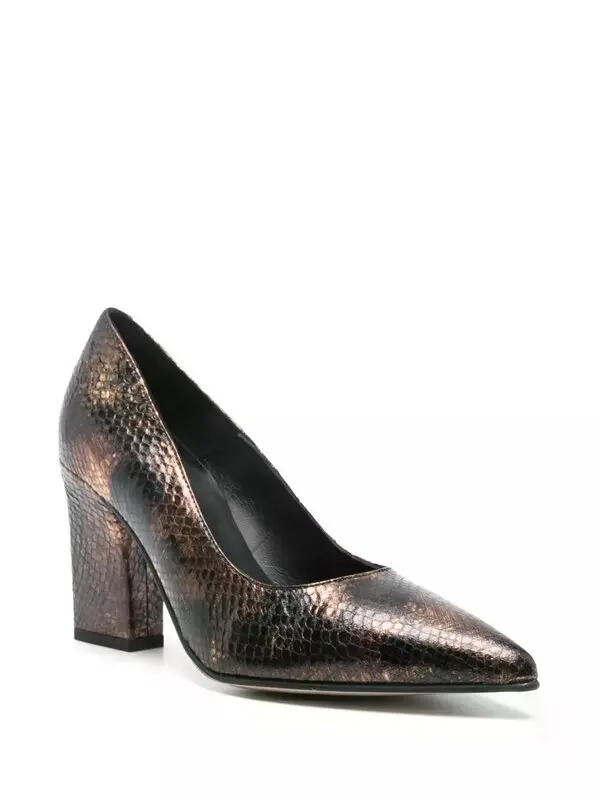PEDRO MIRALLES Snakeskin Block Heel Pumps