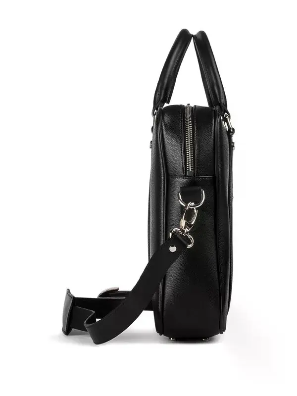 DOUCAL'S Palmellato Leather Briefcase - Black