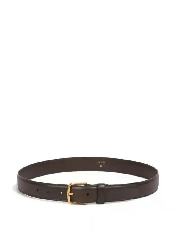 THE ROW Square Buckle Leather Belt - Black