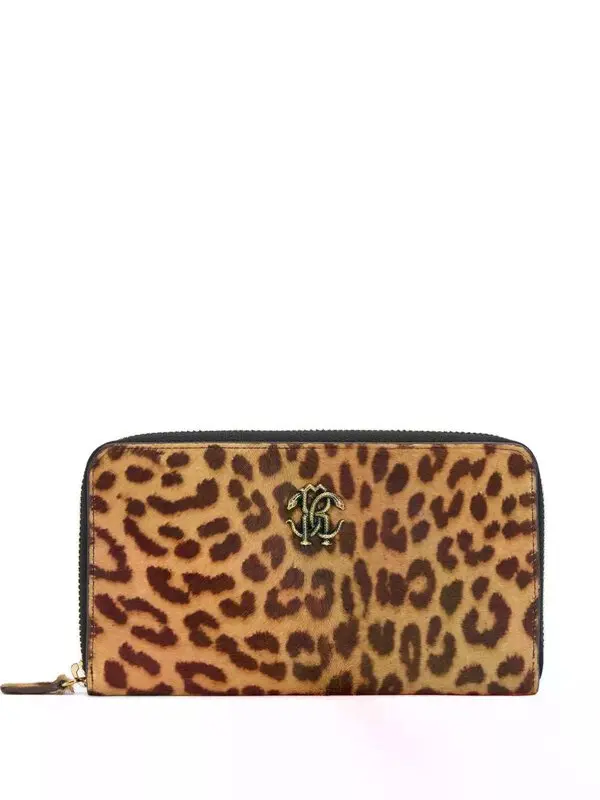 Roberto Cavalli Logo Jaguar Skin-print Wallet - Neutrals