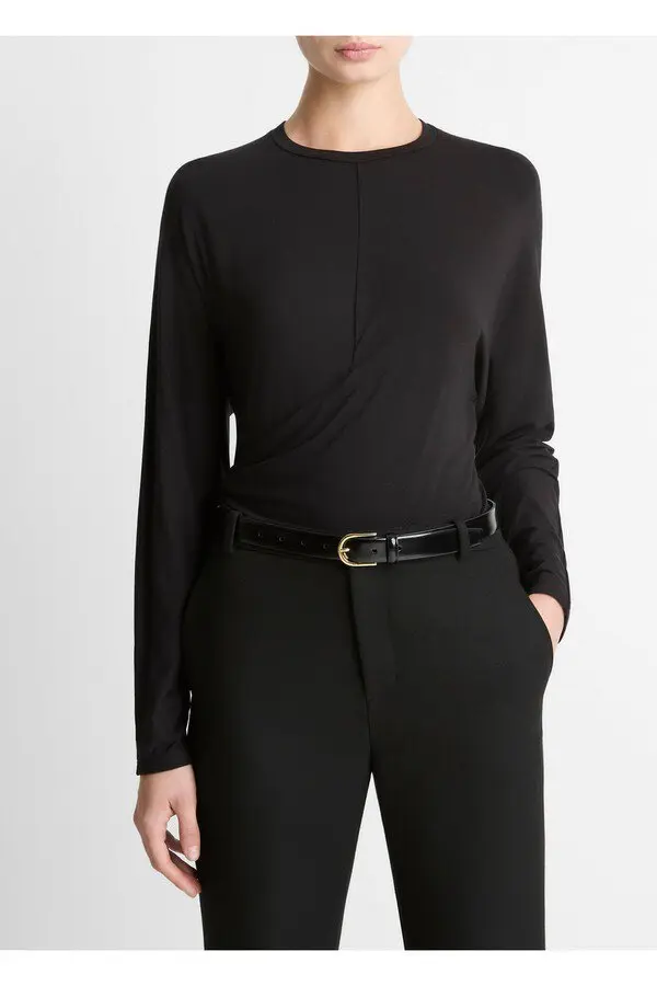 Vince Fixed-drape Long-sleeve T-shirt - Black