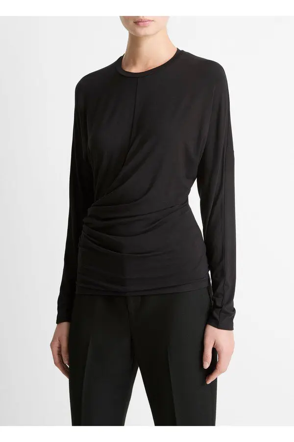 Vince Fixed-drape Long-sleeve T-shirt - Black