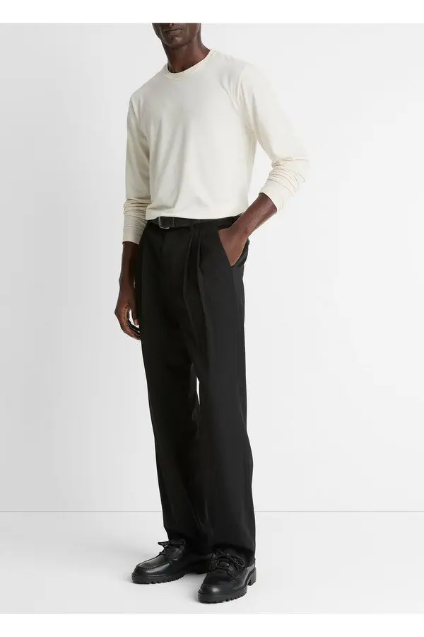 Vince Wool Double-pleat Suiting Trouser
