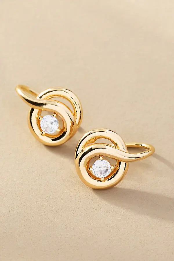 Anthropologie Looped Crystal Earrings - Gold