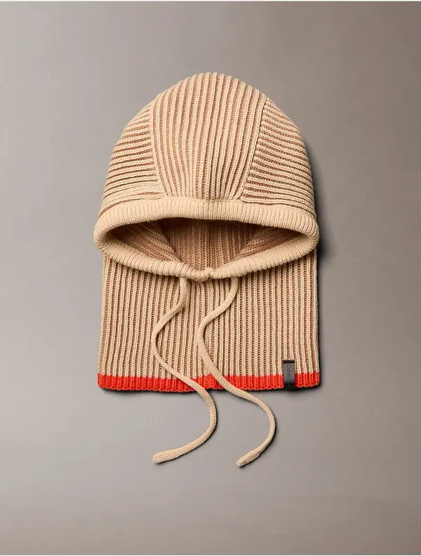 Calvin Klein Ribbed Knit Balaclava - Tan