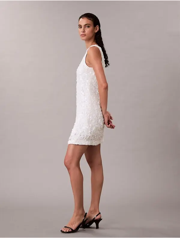 Calvin Klein Sequined Mini Dress - White Greige - 40% Off | Editorialist