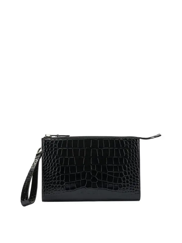 TOM FORD Printed Croc Mini Flat Pouch - Black