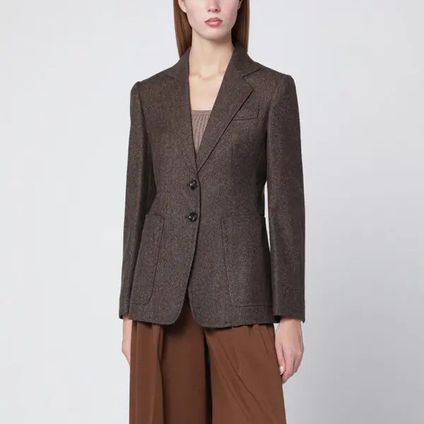 Max Mara Single-breasted Wool Tweed Jacket - Brown