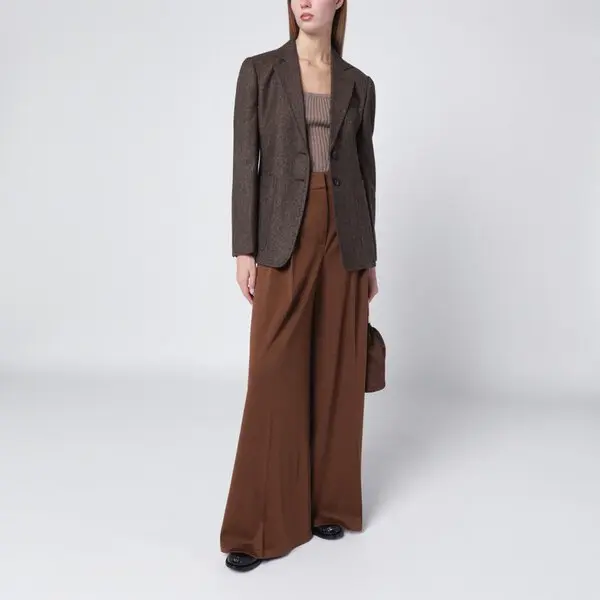 Max Mara Single-breasted Wool Tweed Jacket - Brown