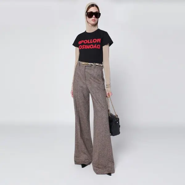 Valentino Garavani Patterned Wool Palazzo Trousers