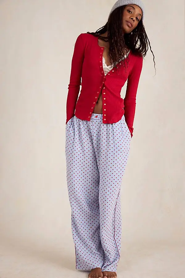 Free People Intimately Be Mine Pants - Blissful Blue Combo