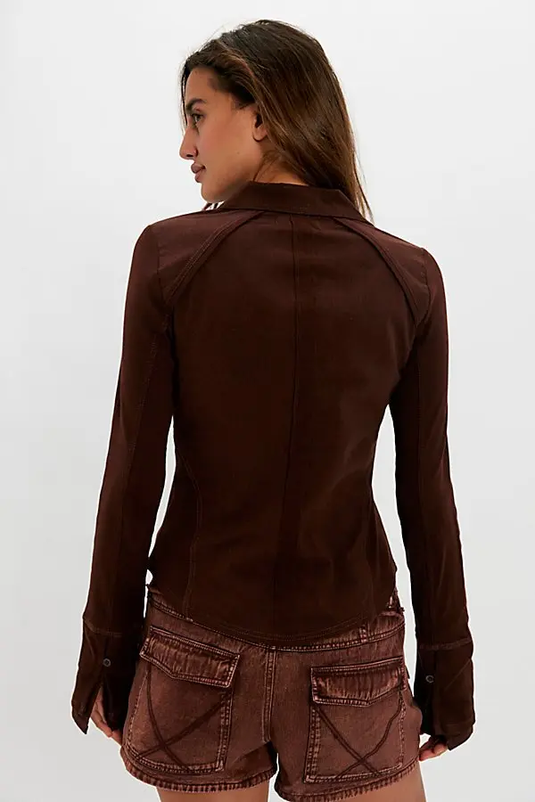 Free People Happy Valley Button-down Shirt - Chocolate Lab