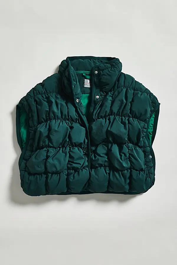 Free People Wind Cheater Quilted Wrap - Evergreen/green Glow