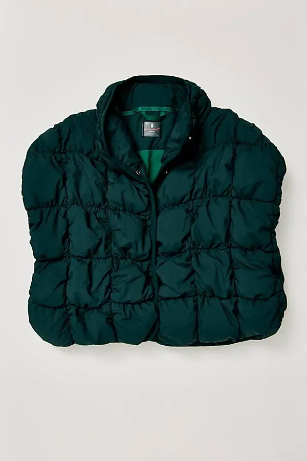 Free People Wind Cheater Quilted Wrap - Evergreen/green Glow