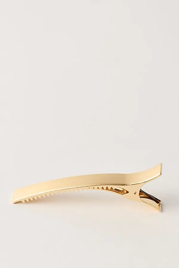 Free People Oversized Flat Crocodile Claw - Gold