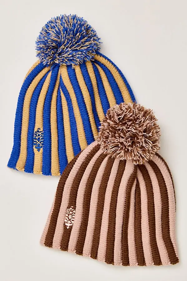 Free People Alpine Pom Beanie - Blue/yellow