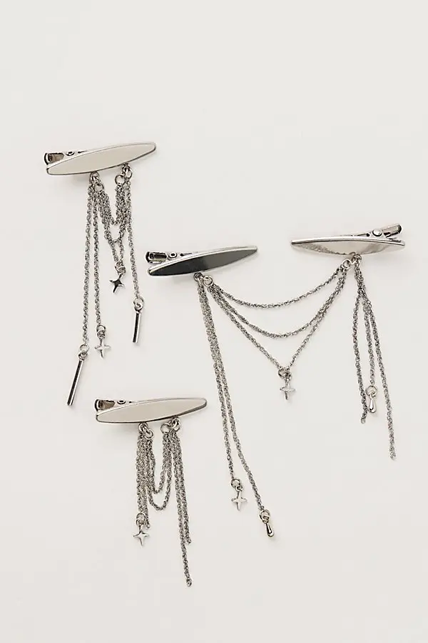 Free People Surround Sound Crocodile Clip Set - Silver Stars In My Eyes