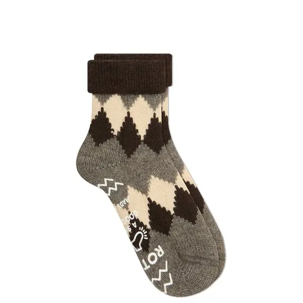 ROTOTO Diamond Comfy Room Socks - Brown/dark Grey