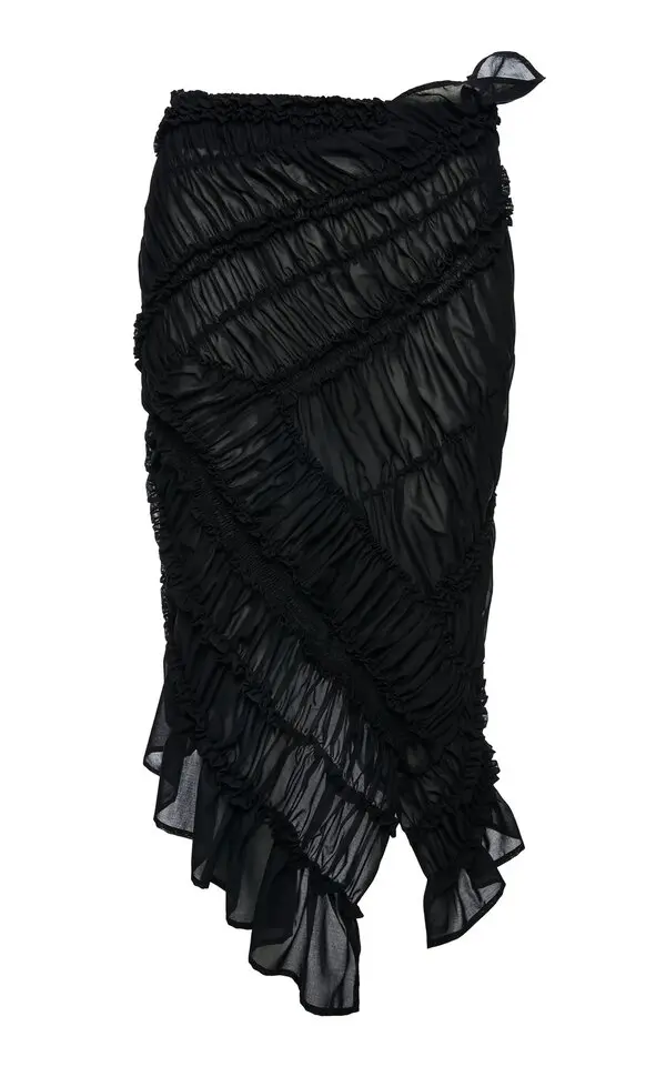 Magda Butrym Gathered Cotton Midi Skirt - Black