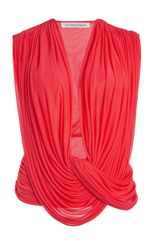 Christopher Esber Ripple Draped Jersey Top - Red