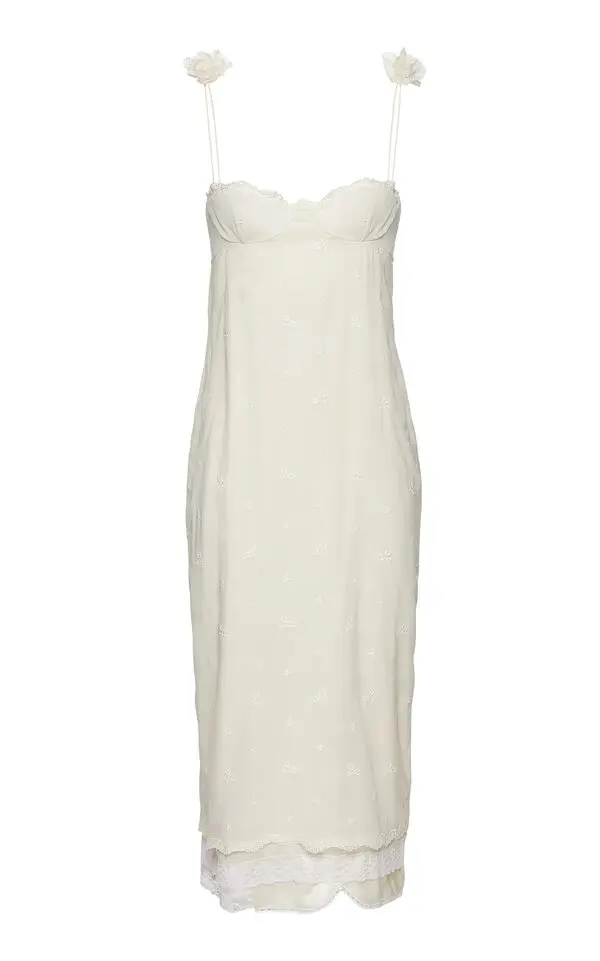 Magda Butrym Lace-detailed Silk-blend Midi Dress - Ivory