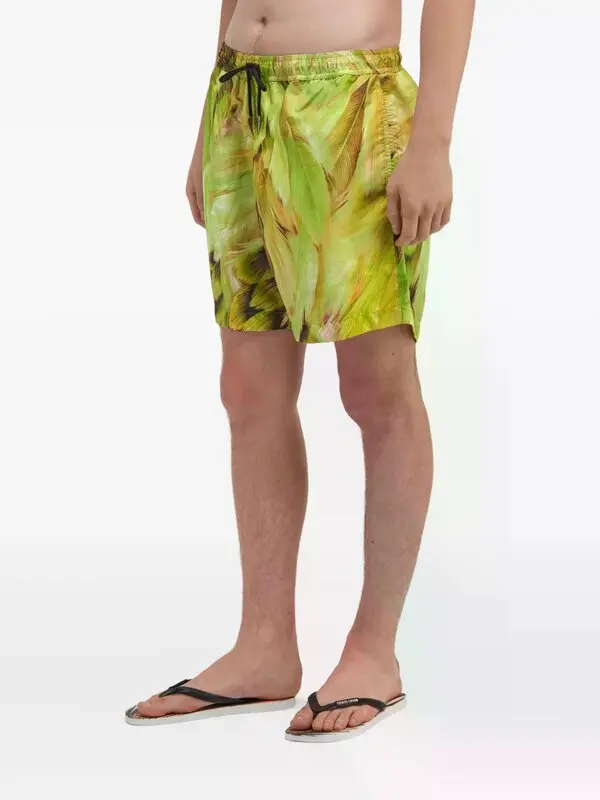 Roberto Cavalli Plumage Printed Swim Trunks - Green