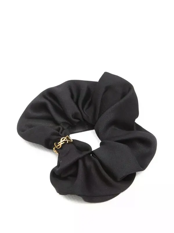 Saint Laurent Cassandre Silk Scrunchie - Black