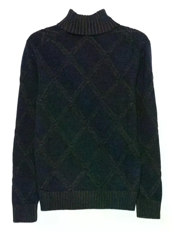 BARBA NAPOLI Argyle-check Roll-neck Jumper