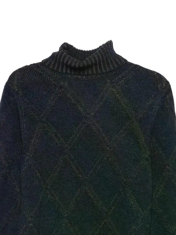 BARBA NAPOLI Argyle-check Roll-neck Jumper