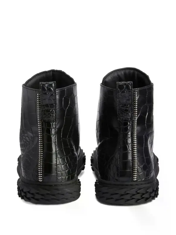 GIUSEPPE ZANOTTI Blabber Crocodile-effect High-top Sneakers - Black