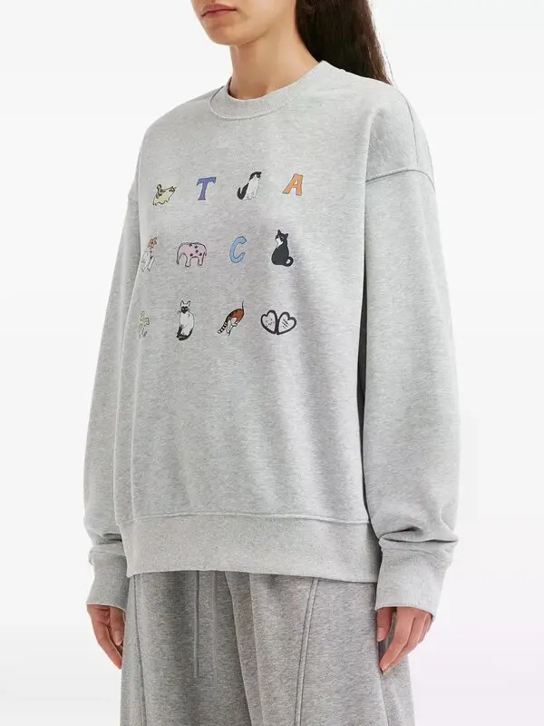 TOUT A COUP Graphic-print Crewneck Top - Grey