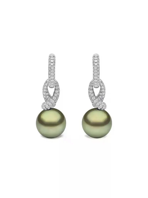 Yoko London 18k White Gold Pearl And Diamond Earrings - Silver