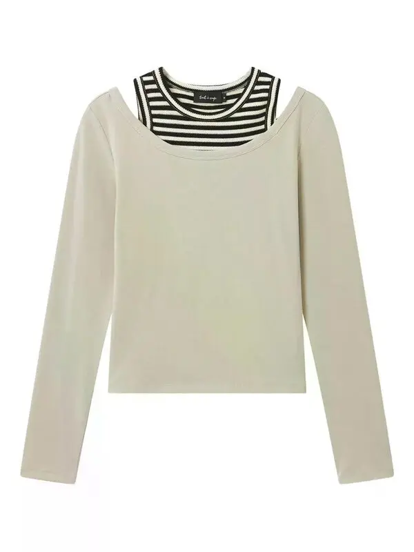 TOUT A COUP Striped Layered T-shirt