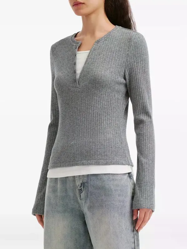 B+AB Ribbed Knit Top - Grey